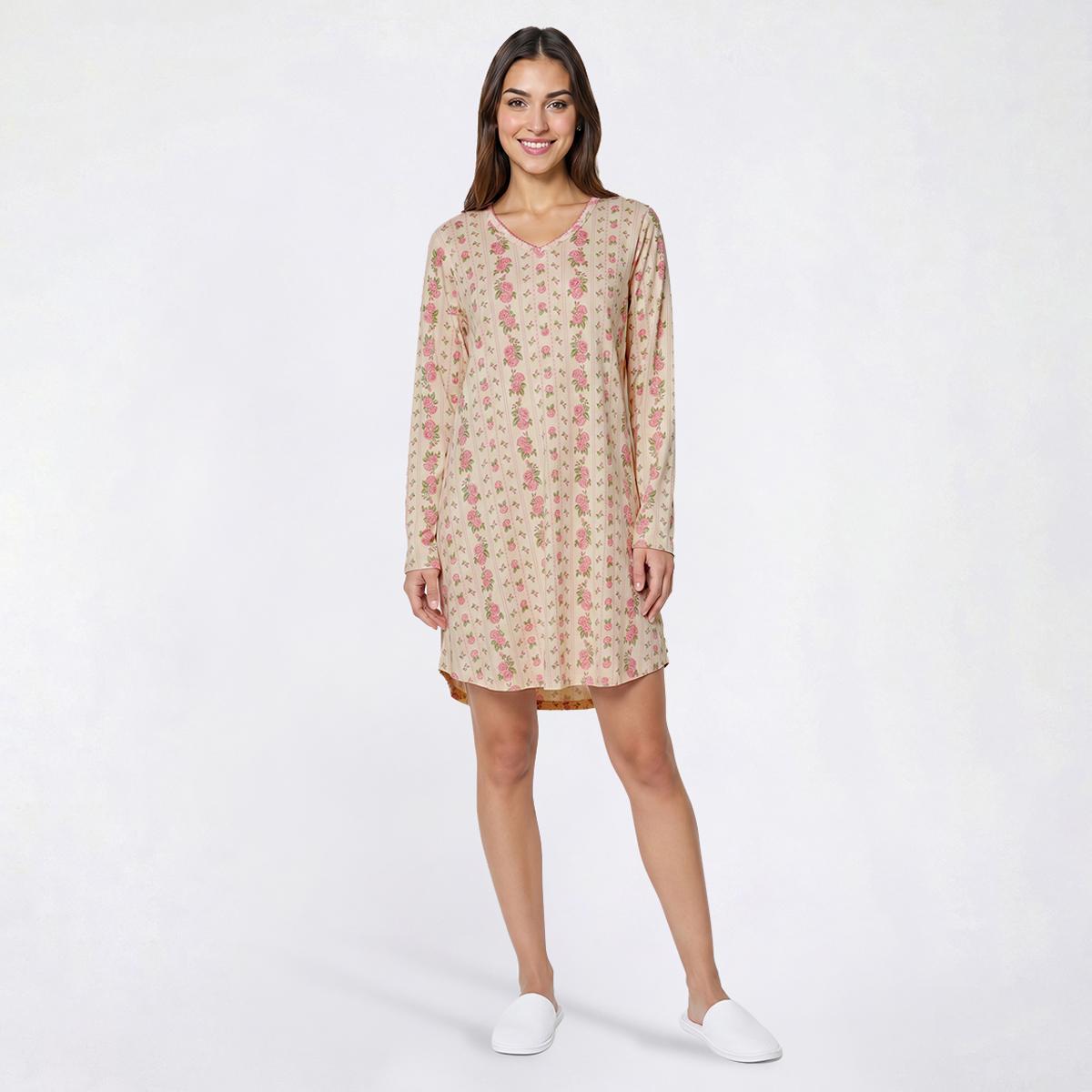 Click here for Womens Karen Neuburger Long Sleeve Rose Stripe V-N... prices